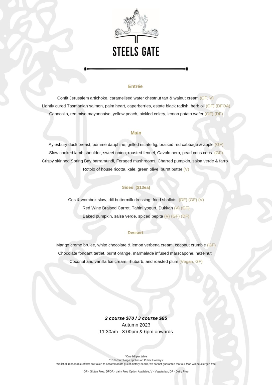 Our Menus - Steels Gate Wines