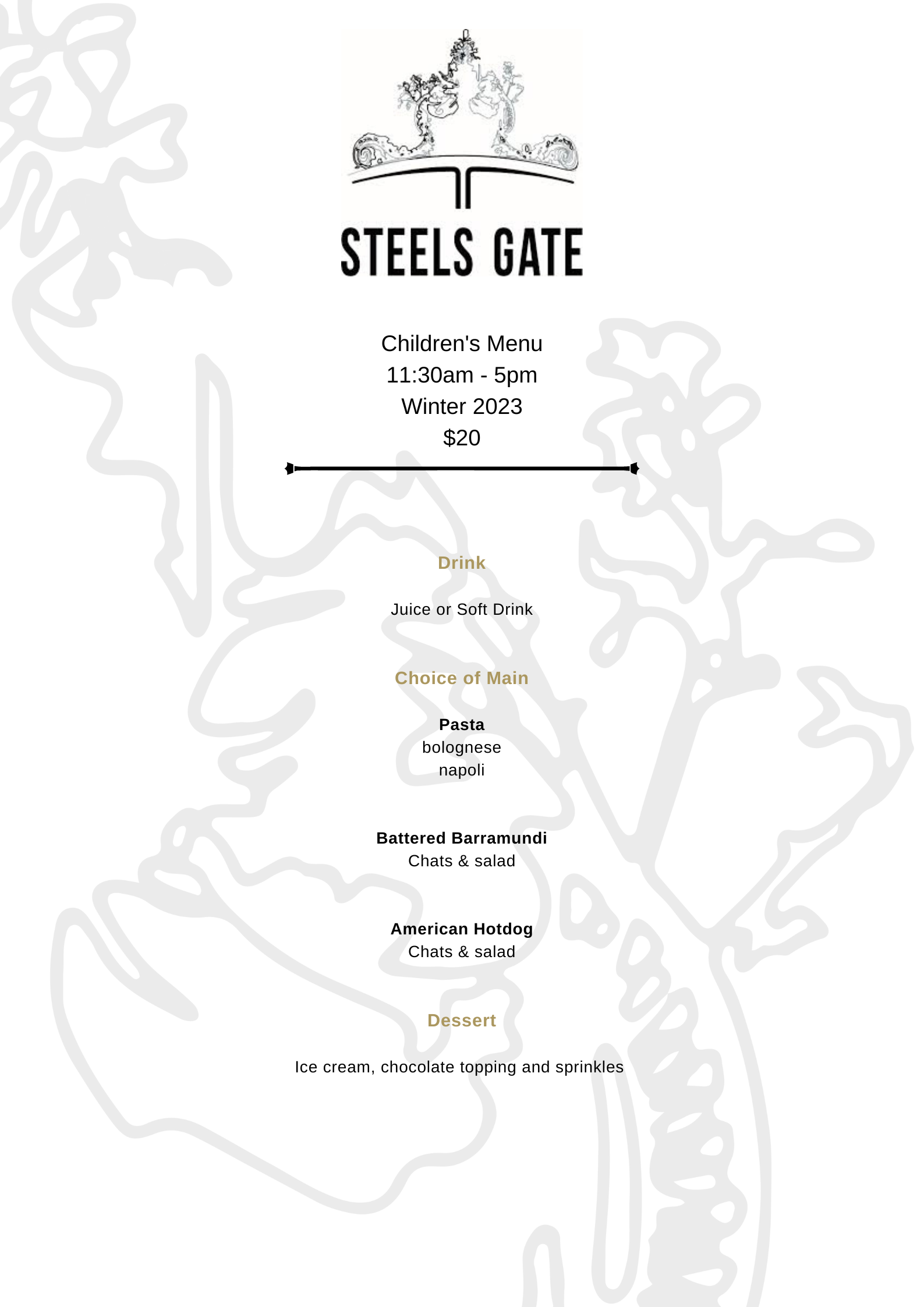 Our Menus - Steels Gate Wines