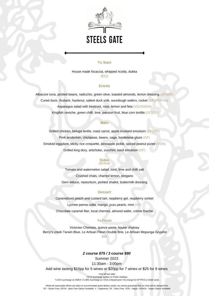Our Menus - Steels Gate Wines