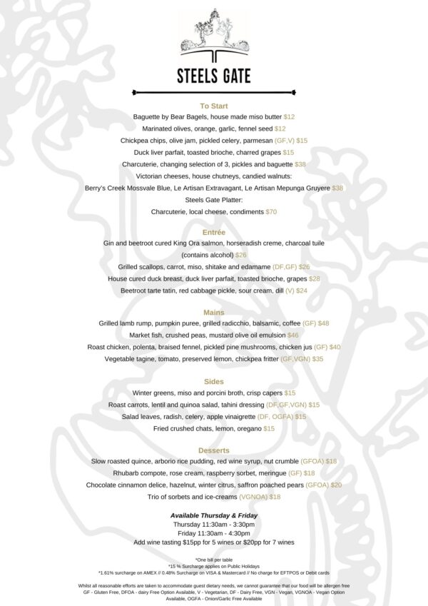 Our Menus - Steels Gate Wines