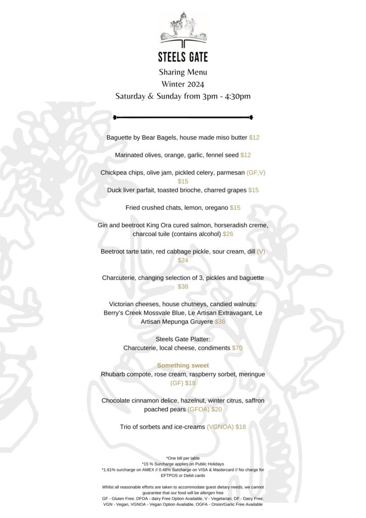 Our Menus - Steels Gate Wines