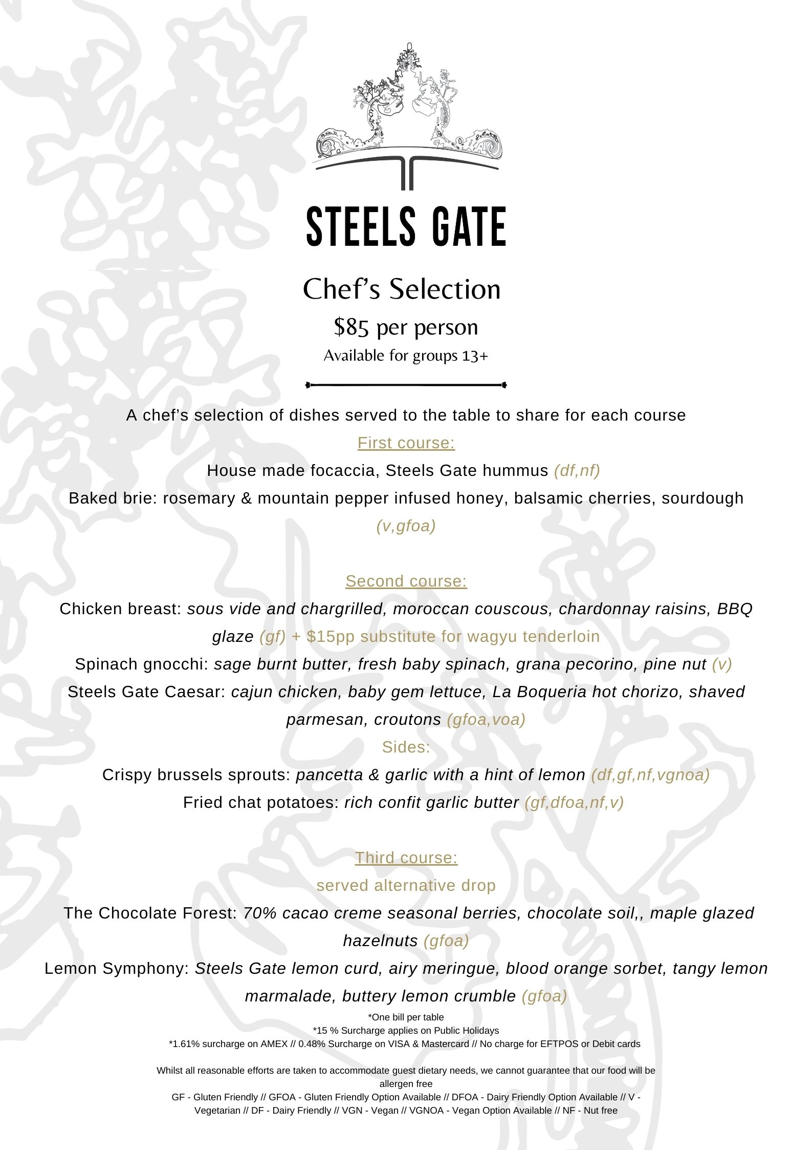 Our Menus - Steels Gate Wines